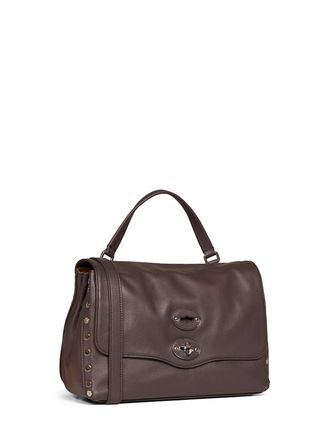 Zanellato Womens Handbag Small Postina Brown Marengo Calf Leather; Polyethylene Handbags Hand Bags