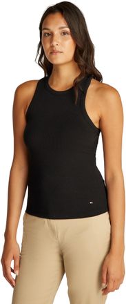 Tommy Hilfiger Damen Top Slim Rib Tank Top mit Stretch, Schwarz (Black), XXL