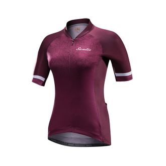Santic Radtrikot Damen Kurzarm Fahrradtrikot Damen Fahrradshirt Radshirt Kurzarm Sommer mit Taschen Violett EU XXL