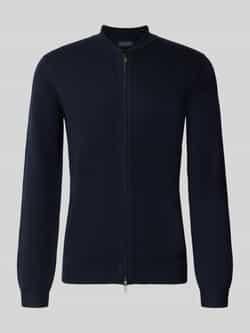 Christian Berg Slim Fit Strickjacke aus Baumwoll-Mix mit Stehkragen