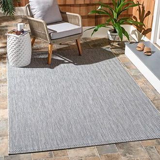 Safavieh Zeitgenössische Teppich für Wohnzimmer, Esszimmer, Schlafzimmer - Courtyard Collection, Kurzer Flor, Schwarz und Beige, 79 X 152 cm
