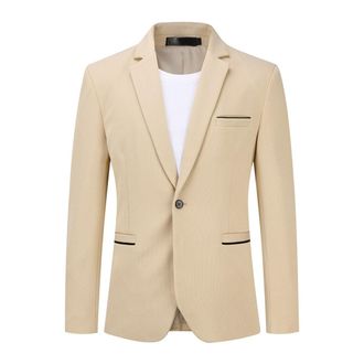 AlltheMen Herren Anzugjacke Slim Fit Mantel Business Alltag Blazer Beige