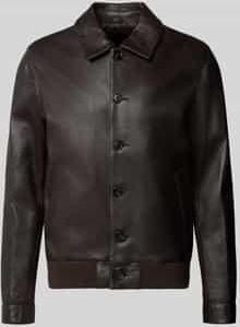 Profuomo Lederjacke mit Knopfleiste und Eingrifftaschen