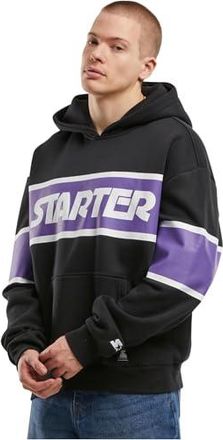 Starter Black Label St408-starter Across Stripe Hoodie Sweat-Shirt à Capuche, Noir/Violet, XXL Homme