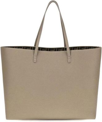 Fendi Embossed Logo Shopper Tote Bag - - Bags - Damen - Beige - ONE SIZE