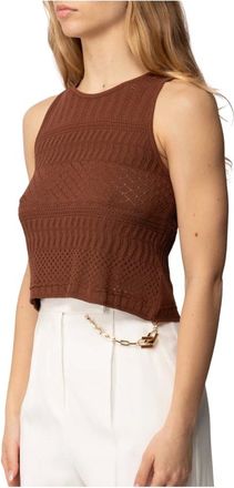 Akep Femme, Tops, Brun, Taille: 36 FR Perforated Knit Top