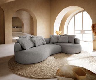 DELIFE Big-Sofa Edina 330x170 cm Strukturstoff Soft Grau, Big Sofas