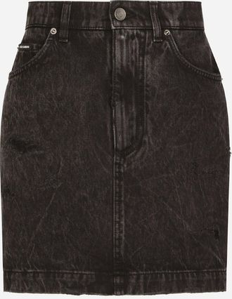 Dolce & Gabbana Minirock Aus Gewaschenem Denim - Frau Röcke Mehrfarbig 40