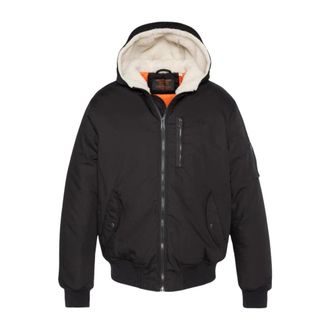 Schott NYC Kapuzen-Bomberjacke aus Fleece - - Jackets - Herren - Schwarzk - S