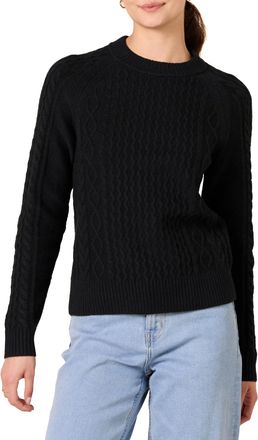 Amazon Essentials Damen Pullover mit Zopfmuster, Schwarz, XXL