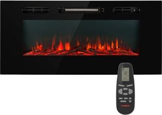 Klarstein Klarstein Chemin&eacute;e Electrique Encastrable, Chauffage Electrique de 1800W, Fausse Chemin&eacute;e Decorative Murale avec Effet Flamme en LED, T&eacute;l&eacute;commande Inc