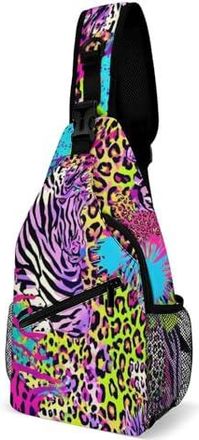 Generic Sacoche Homme Bandouliere Motifs &eacute;claboussures Rainbow, tigre, gu&eacute;pard et l&eacute;opard L&eacute;ger Sac De Poitrine Casual Sac &agrave; Dos De Voyage pour Femme Homme Ra