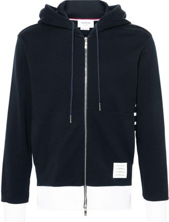 Thom Browne hoodie zippée à empiècements - Bleu