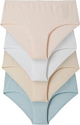 Damart Lot de 4 Culottes Maxi Broderie Fantaisie Femme Multicolore Taille L