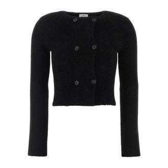 Courr&egrave;ges Cardigan en laine m&eacute;lang&eacute;e - Femme - Pulls - Noir - Taille: 40 FR