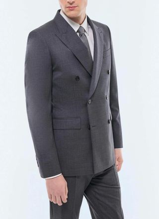 Fursac Veste de costume crois&eacute;e laine fil &agrave; fil - Taille 44 - Homme