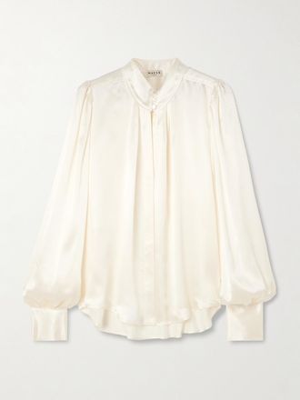 Maison Mayle Val Disere Bluse Aus Seiden-charmeuse Mit Raffungen - Elfenbein