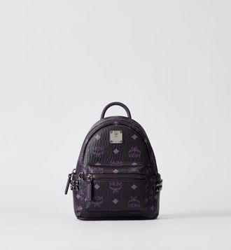 MCM Stark Bebe Boo Rucksack in Visetos mit seitlichen Nieten DEEP PURPLE VISETOS