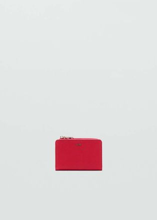 Mango Portefeuille petit effet saffiano rouge - Femme - Taille unique - MANGO
