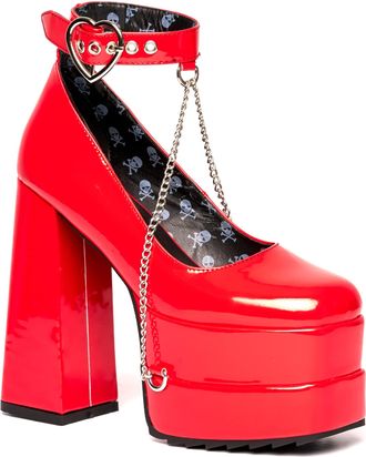 Lamoda Damen Sweetheart Court Shoe, Red Patent, 36 EU