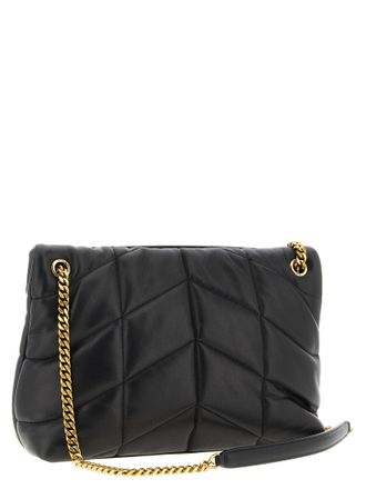 Saint Laurent Loulou Puffer Calfskin Leather Shoulder Bag - Black
