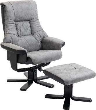 HOMCOM Relaxsessel mit Hocker, Drehbarer Fernsehsessel, TV Sessel mit Liegefunktion,Polstersessel f&uuml;r Wohnzimmer, Schlafzimmer, Mikrofaser Grau, 78 x