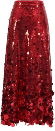 Generic Jupe midi &agrave; paillettes pour femme - &Eacute;l&eacute;gante jupe &agrave; paillettes - Jupe &agrave; paillettes &eacute;lastique - Taille haute - Jupe longue moulante - Pour f&ecirc;te, club, 