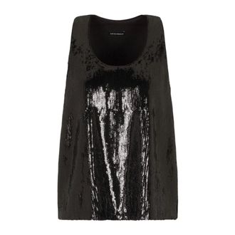 Emporio Armani Femme, Tops, Noir, Taille: 42 FR Top sans manches enti&egrave;rement recouvert de sequins