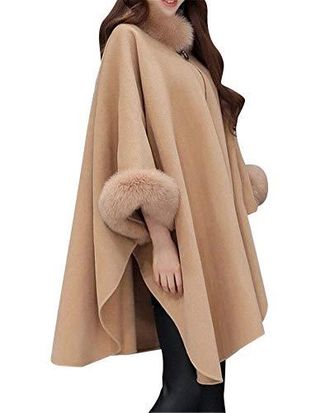 Missmao Manteau de Laine Femme Veste Loose Fit Manches Longue Cape Automne Hiver Grande Taille Chameau 3XL
