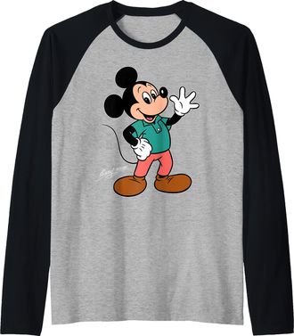 Disney Mickey Mouse Retro Character Wave Pose Trip Matching Raglan