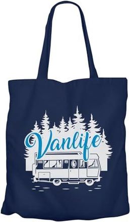 Fabulous Tote Bag Sac Shopping en Toile Bleu - Vanlife Voyage Van Camping Car Nature - 10 L