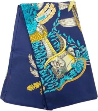 Herm&egrave;s Pre-owned Chapeau! Foulard en soie - Femme - Pre-owned - Bleu - Taille: ONE Size
