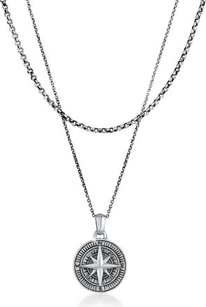 Kuzzoi Halsketten - Halskette Herren Layer Erbskette Kompass 925 Silbe - Gr. unisize - in Grau - f&uuml;r Damen