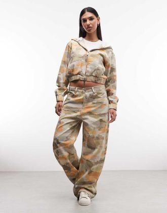 Liquor & Poker Jean baggy densemble &agrave; imprim&eacute; camouflage vintage-Multicolore