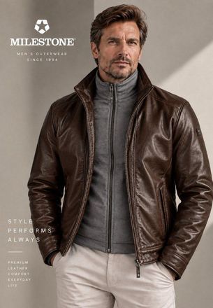 Milestone Lederjacke MSBarney Lammleder 2-Tone Optik mit herausnehmbarem Windstopper