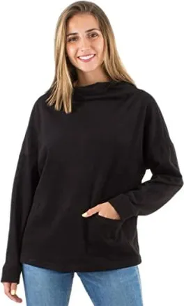 Coline Pull Ample uni Femme col chemin&eacute;e Manches Longues - Couleur : Noir - Taille : L/XL