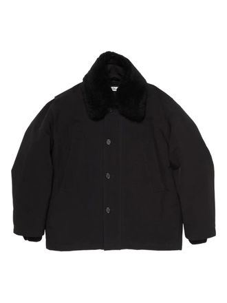 Acne Studios veste bomber &agrave; col en peau lain&eacute;e - Noir