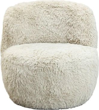DRAWER Fauteuil rond en imitation fausse fourrure - Beige - Mo