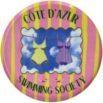 Gift Company Love Trays, Dekotablett, M, Motiv: Swimming Society, rund, rosa/gelb 22,8x1x22,8cm