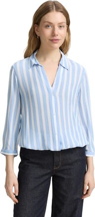 Tom Tailor Damen 1047179 Regular Fit Bluse in Knitter-Optik, 35221-Offwhite Blue Vertical Stripe, 38