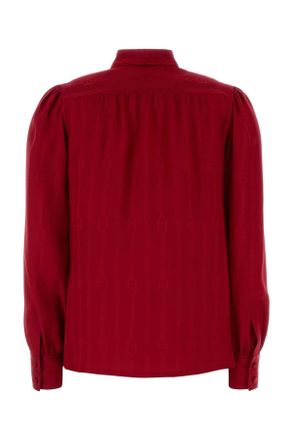 Gucci Silk Tie-Neck Shirt - Red
