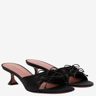 Amina Muaddi Womens Sandals Eleonora Slipper Black Silk
