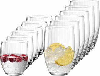 Leonardo Leonardo Poesia Trinkgl&auml;ser-Set 12-teilig, Sp&uuml;lmaschinengeeignete Wasser-Gl&auml;ser, Trink-Becher aus Glas, Saft-Gl&auml;ser, Getr&auml;nke-Set, 380 ml und 460 ml, 