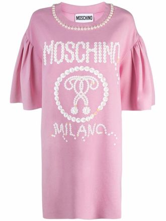 Moschino robe &agrave; ornements en perle - Rose