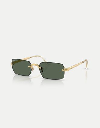 Ray-Ban RB3928 - Lunettes de soleil ovales &agrave; verres verts - Dor&eacute; arista