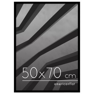 Americanflat Bilderrahmen 50x70 cm aus Kunststoff - schmaler Bilderrahmen 70x50 cm mit Plexi-Scheibe - Fotorahmen mit integrierter Aufh&auml;ngung f&uuml;r Hoch- und Querfor