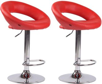 Clp Ensemble de 2 tabourets de bar Olinda en fausse peau rouge, chrom