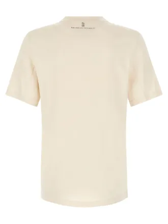 Brunello Cucinelli Logo-Embroidered Cotton T-Shirt - White