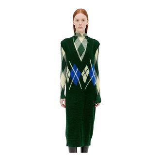 Burberry Femme, Robes, Vert, Taille: 38 FR Argyle Wool Vest Dress