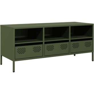 vidaXL Vidaxl - Meuble tv vert olive 101,5x39x43,5 cm acier lamin&eacute; &agrave; froid